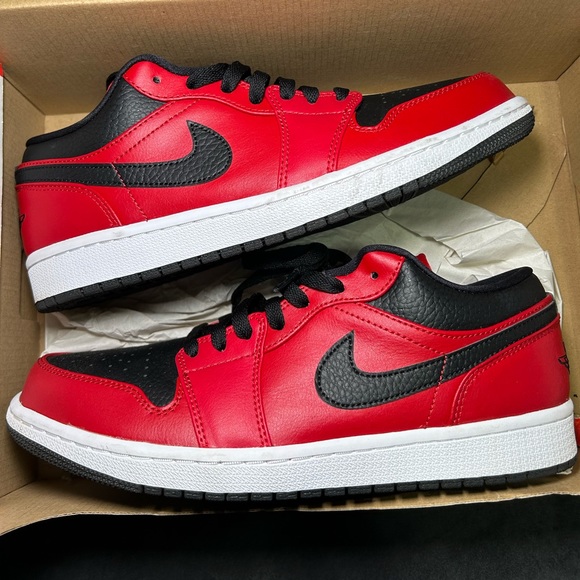 Nike | Shoes | Nike Air Jordan Low Reverse Bred Pebbled Swoosh | Poshmark